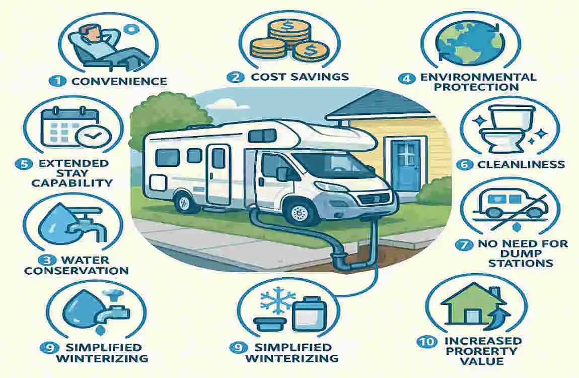 10 Benefits of Connecting Your RV to Your House Sewer System - american ...